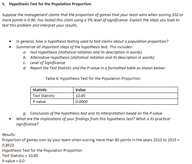 Solved 5 Hypothesis Test For The Population Proportion