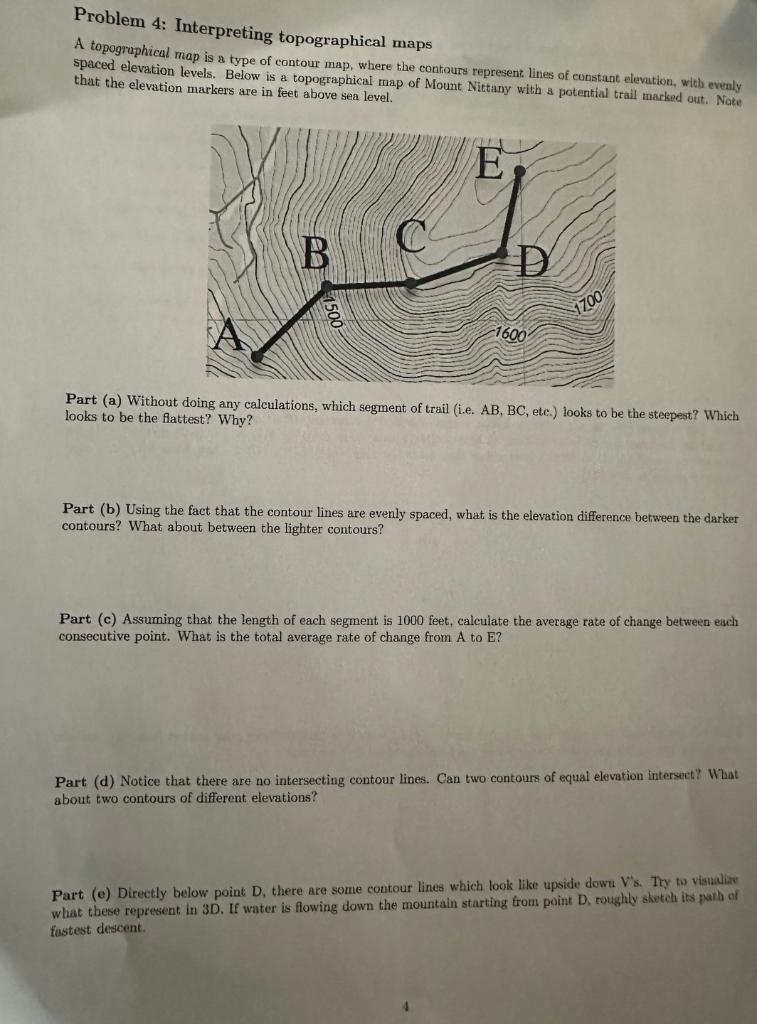 Problem 4: Interpreting topographical maps A | Chegg.com