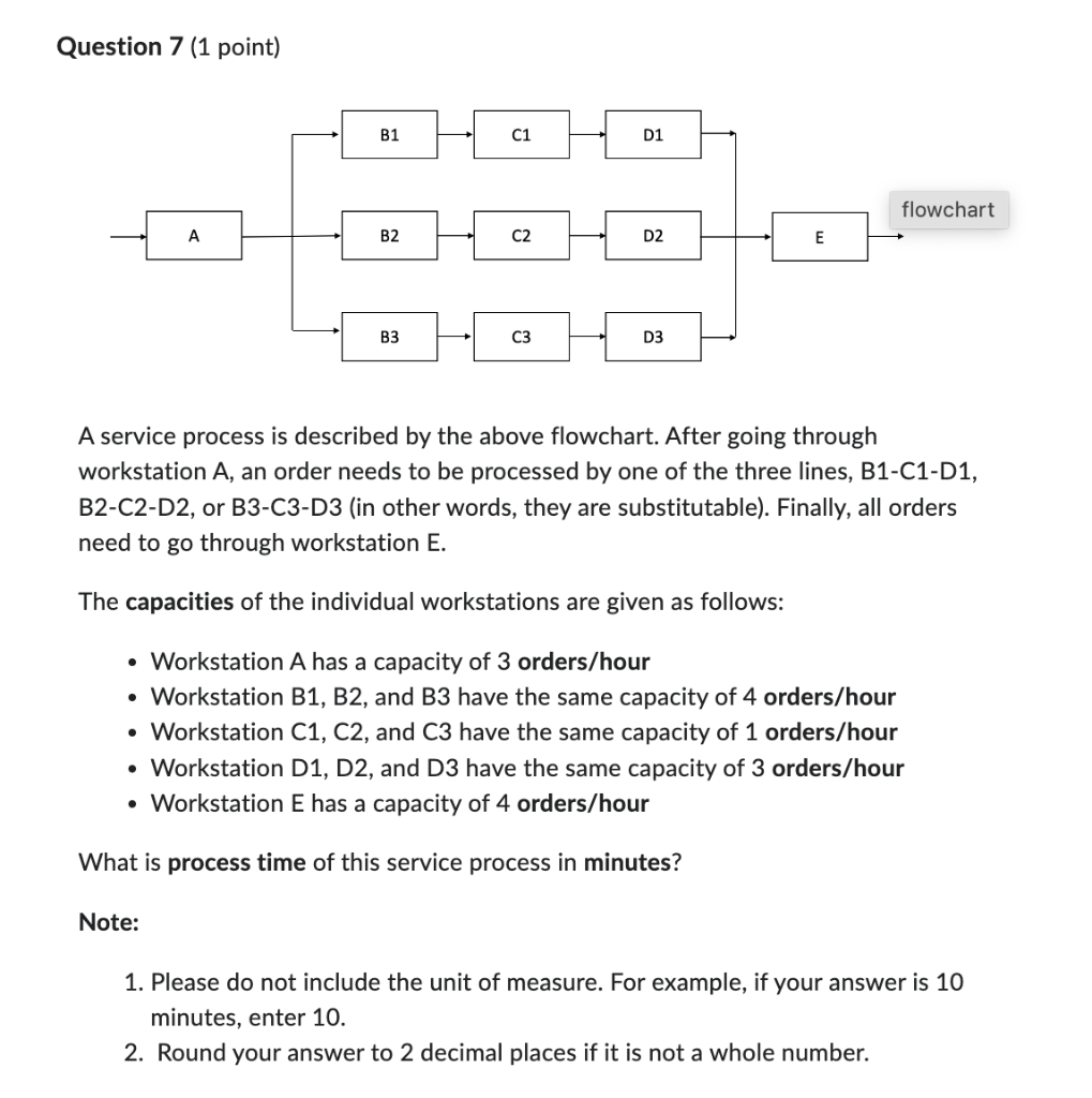 Solved Question 7 (1 point) A service process is described | Chegg.com