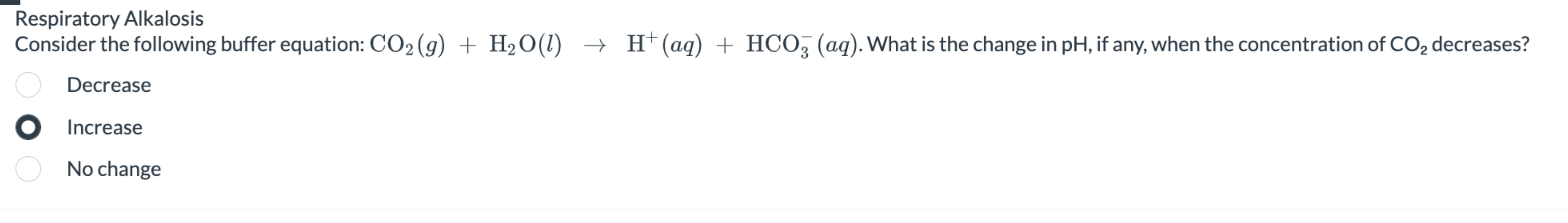 Solved Respiratory AlkalosisConsider the following buffer | Chegg.com