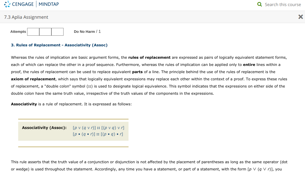 Solved Q Search this course 7.3 Aplia Assignment X Attempts | Chegg.com
