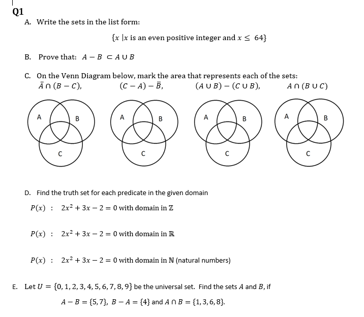 Solved Q1 A. Write the sets in the list form: {x x is an | Chegg.com