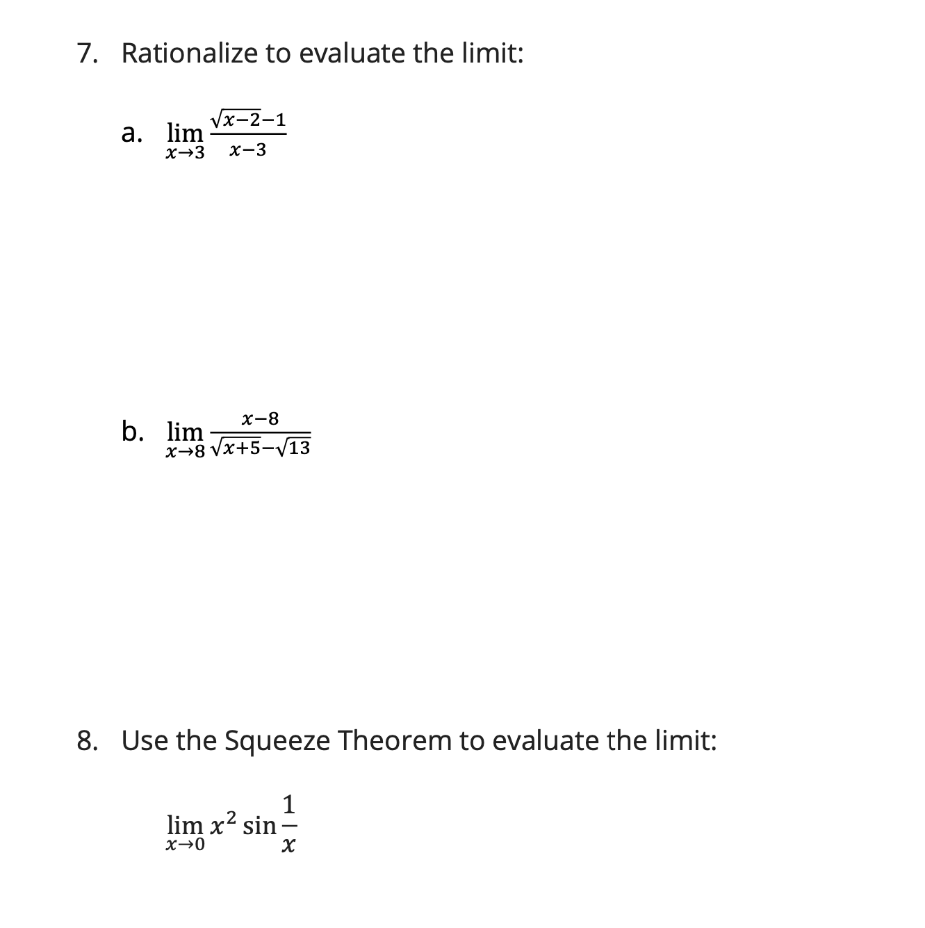 Solved 7. Rationalize to evaluate the limit: a. | Chegg.com