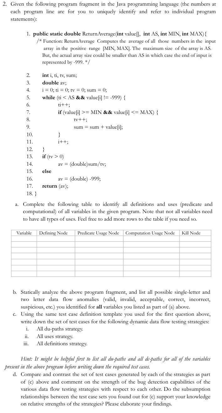 Solved 2. ﻿Given the following program fragment in the Java | Chegg.com