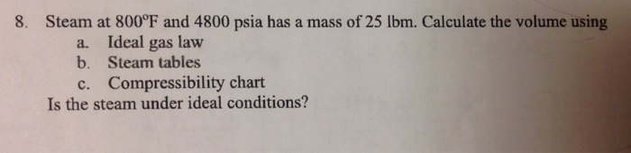 Solved Steam at 800 degree F and 4800 psia has a mass of 25 | Chegg.com