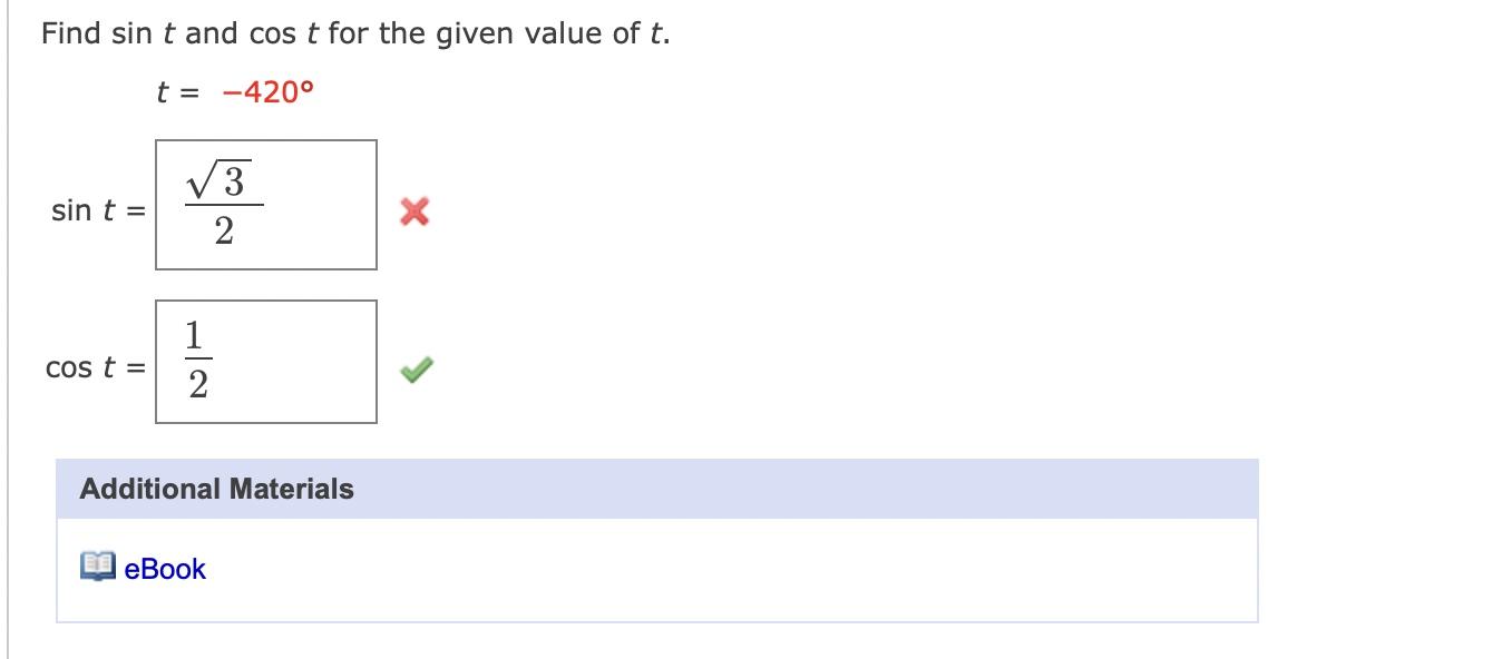 Solved Find Sint and Cost For The Given Value Of