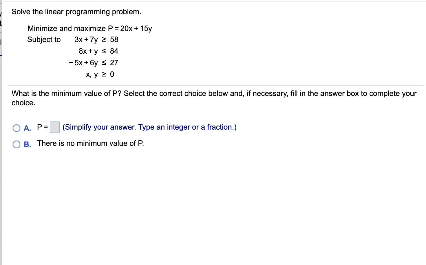 Solved Solve the linear programming problem. Minimize and | Chegg.com