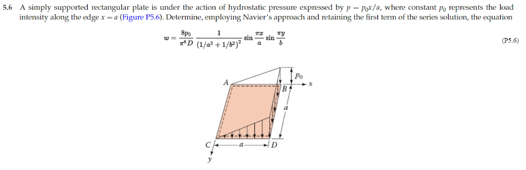 Solved 5.6 A simply supported rectangular plate is under the | Chegg.com