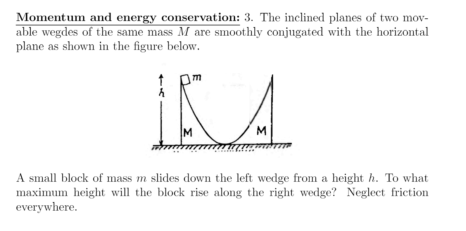 Solved Momentum and energy conservation: 3 . ﻿The inclined | Chegg.com