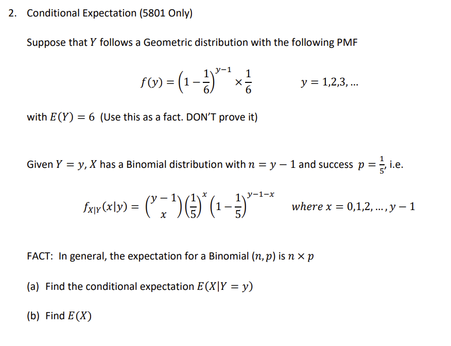 Solved Suppose that Y follows a Geometric distribution with | Chegg.com