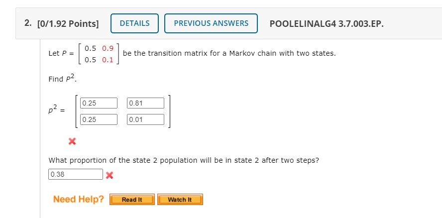 Solved 2. [0/1.92 Points] DETAILS PREVIOUS ANSWERS | Chegg.com