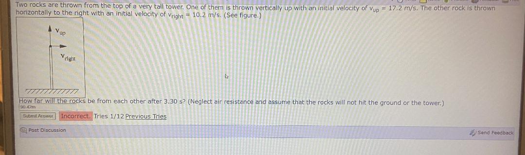 Solved Two rocks are thrown from the top of a very tall | Chegg.com