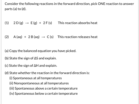 Solved Consider the following reactions in the forward | Chegg.com