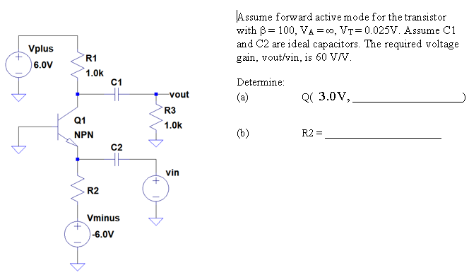Solved Assume forward active mode for the transistor with B= | Chegg.com
