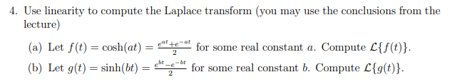 Solved 4. Use linearity to compute the Laplace transform | Chegg.com