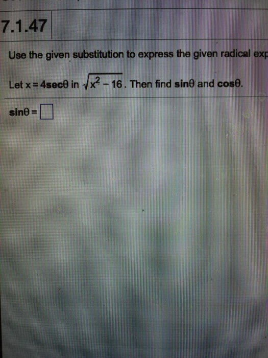 Solved Use the given substitution to express the given | Chegg.com