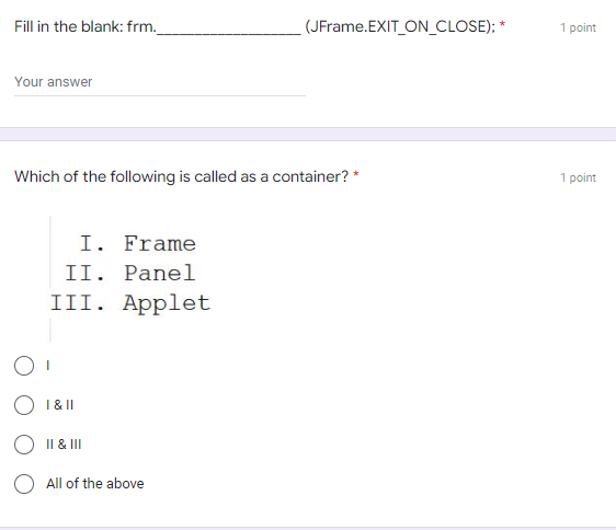 Solved Fill in the blank: frm. (JFrame.EXIT_ON_CLOSE); * 1 | Chegg.com