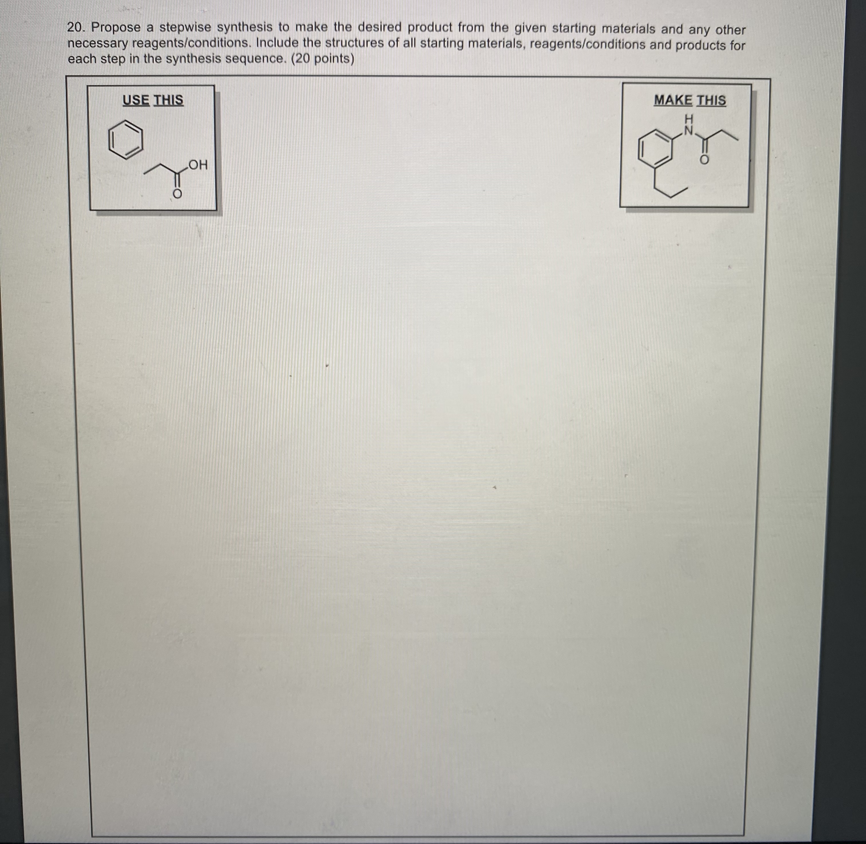 Solved 20. Propose a stepwise synthesis to make the desired | Chegg.com
