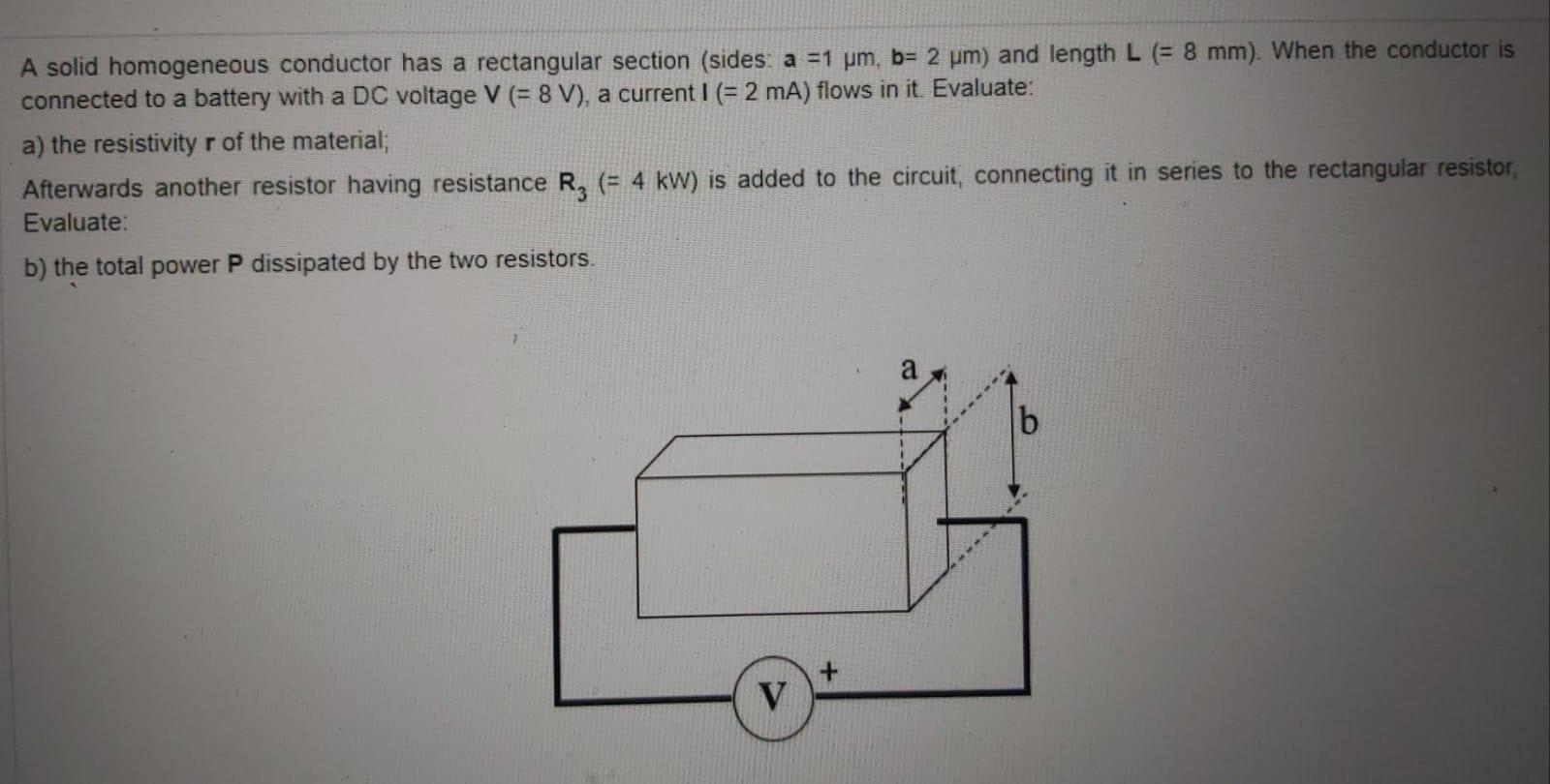 Solved A solid homogeneous conductor has a rectangular | Chegg.com