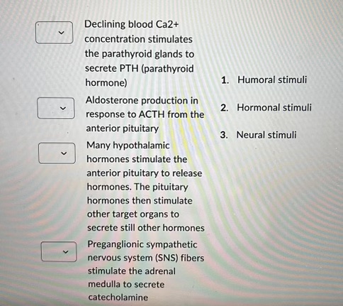 Solved Declining blood Ca2+concentration stimulatesthe | Chegg.com
