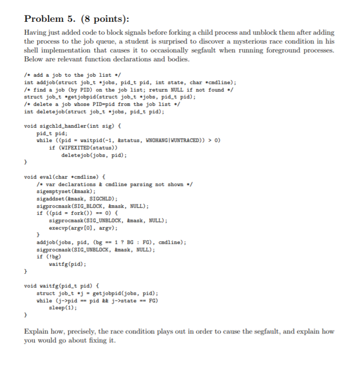 Solved Problem 5. (8 points): Having just added code to | Chegg.com