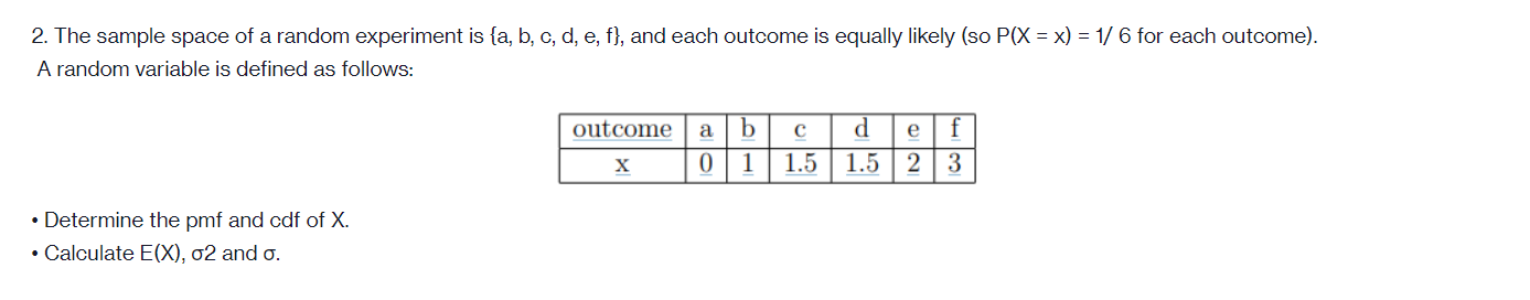 Solved 2. The sample space of a random experiment is | Chegg.com