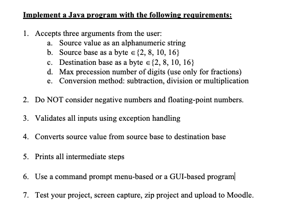 Solved Implement a Java program with the following | Chegg.com