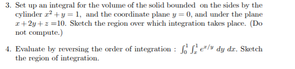 Solved 3. Set up an integral for the volume of the solid | Chegg.com