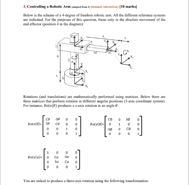 Solved 3. Controlling a Robotic Arm (aulapted from 1) | Chegg.com
