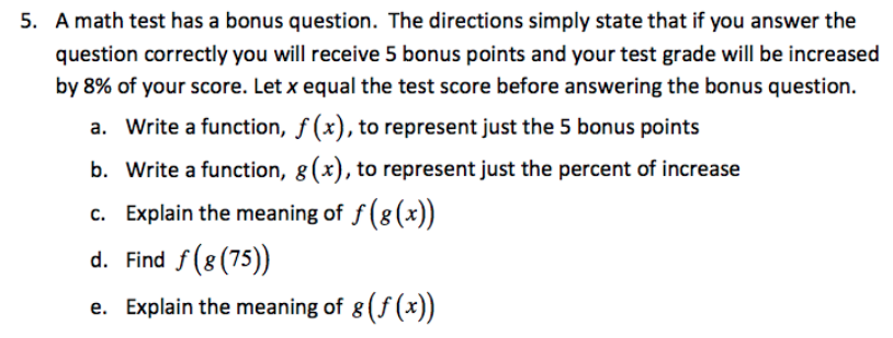 Solved 5. Amath test has a bonus question. The directions | Chegg.com