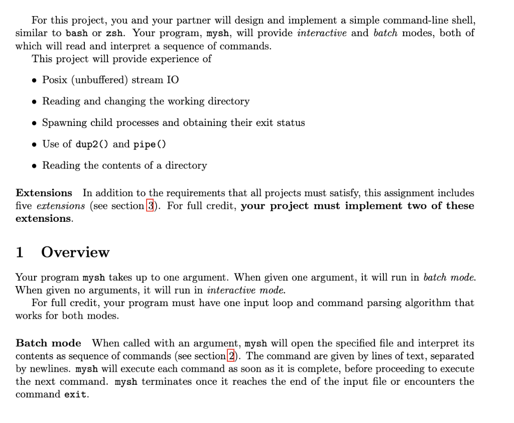 Solved Please write the program "mysh" in C programming | Chegg.com