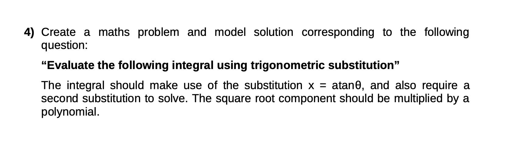 Solved 4) Create a maths problem and model solution | Chegg.com