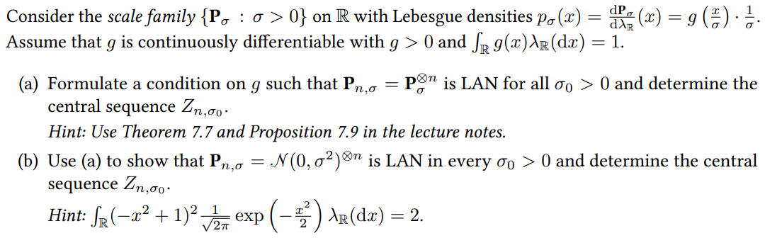 Solved Consider the scale family {Pσ:σ>0} on R with Lebesgue | Chegg.com