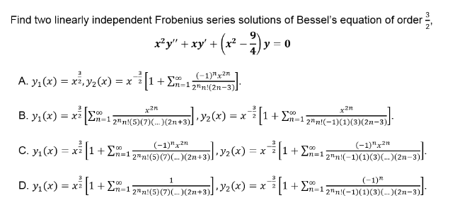 Solved Find two linearly independent Frobenius series | Chegg.com