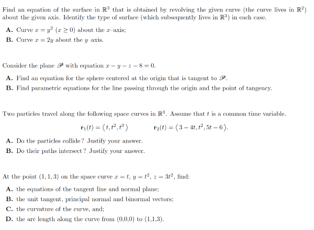 Solved Find an equation of the surface in R3 that is | Chegg.com