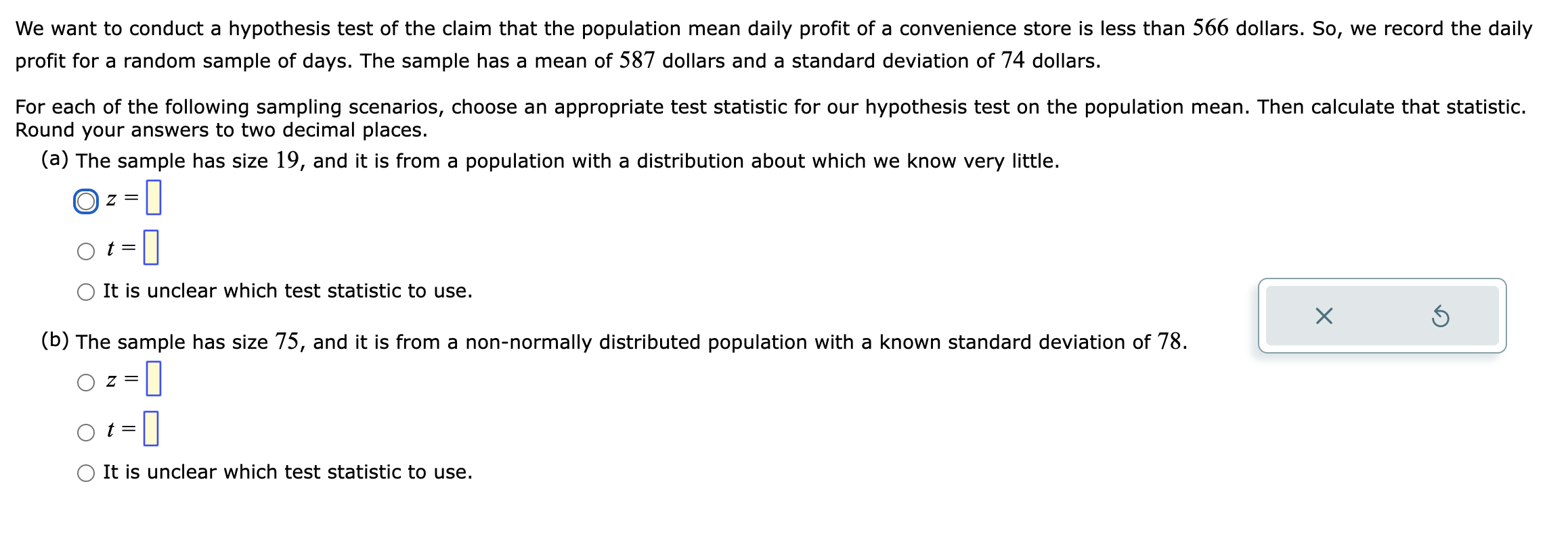Solved We want to conduct a hypothesis test of the claim | Chegg.com