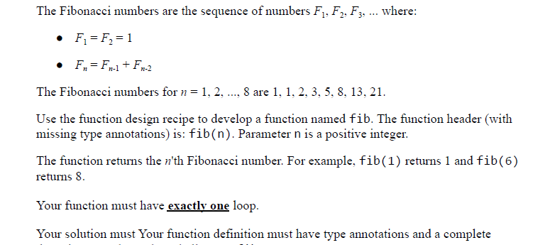 Solved The Fibonacci numbers are the sequence of numbers | Chegg.com