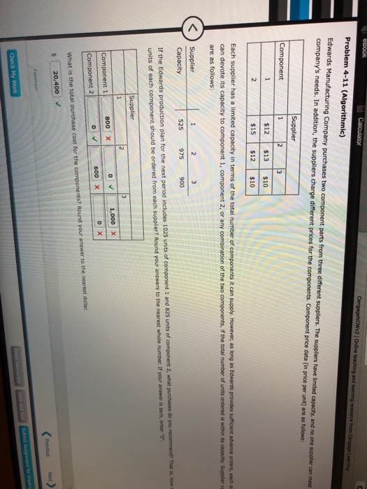 Solved Problem 4-11 (Algorithmic) Edwards Manufacturing | Chegg.com