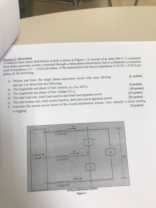 Solved Questien 1: (60 points A balanced three phase | Chegg.com Solved Questien 1: (60 points A balanced three phase | Chegg.com