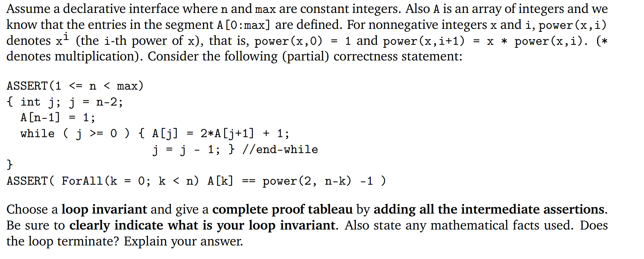 Assume a declarative interface where n and max are | Chegg.com