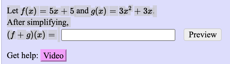 Solved Let f(x) = 5x + 5 and g(x) = 3x2 + 3x. After | Chegg.com