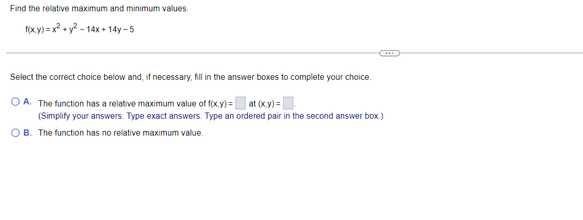 Solved Find the relative maximum and minimum | Chegg.com