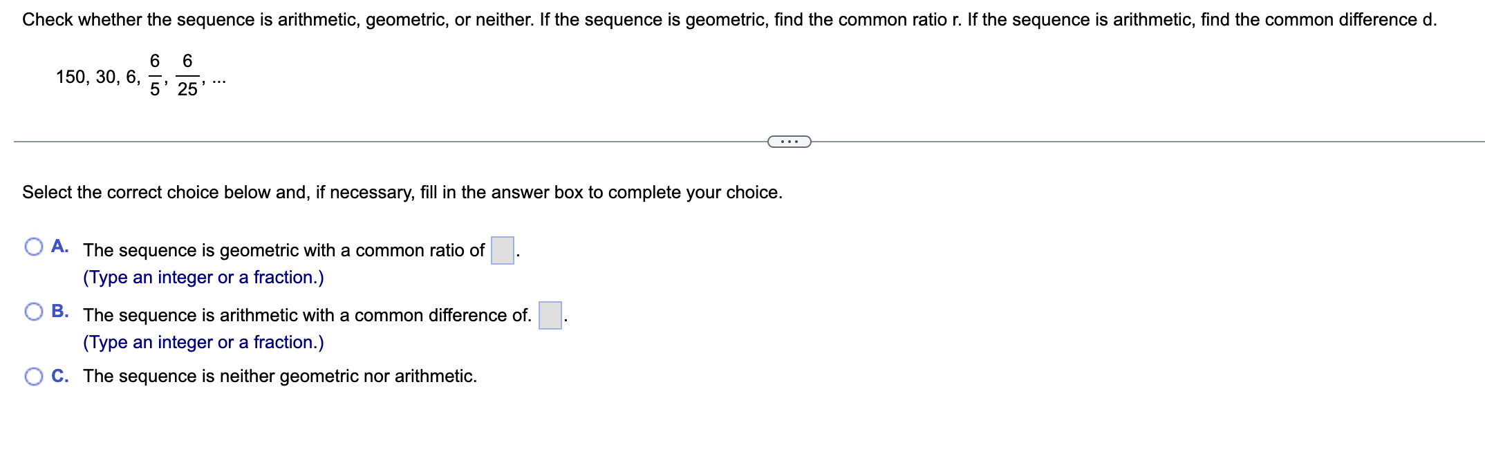 Solved Check whether the sequence is arithmetic, geometric, | Chegg.com