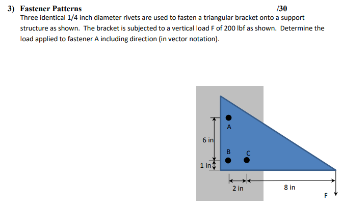 Solved /30 3) Fastener Patterns Three identical 1/4 inch | Chegg.com