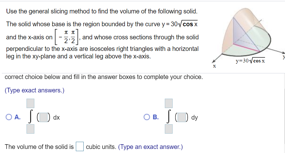 Solved Use the general slicing method to find the volume of | Chegg.com