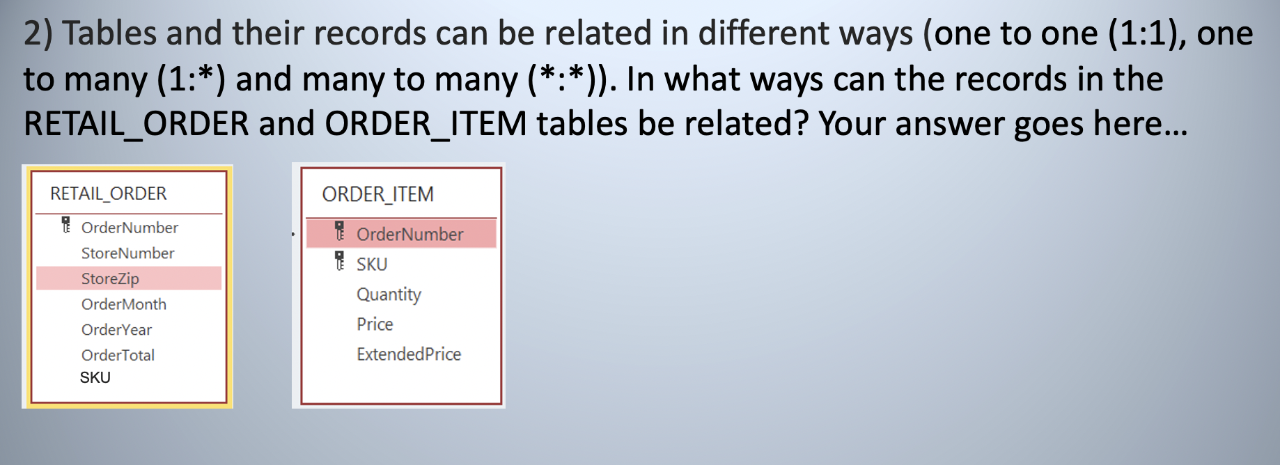 Solved 2) Tables and their records can be related in | Chegg.com
