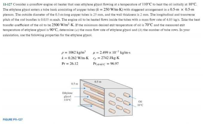 11-127 Consider a crossflow engine oil heater that | Chegg.com