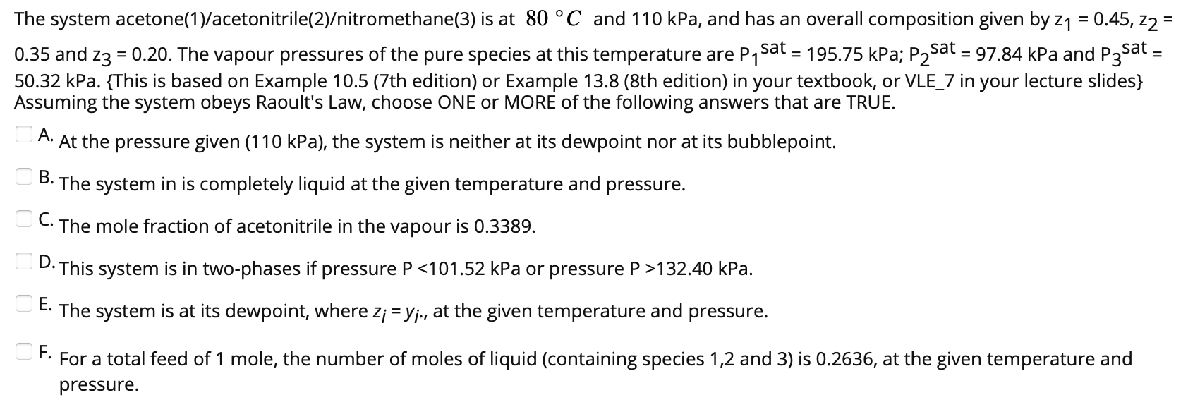 Solved The system acetone(1)/acetonitrile(2)/nitromethane | Chegg.com