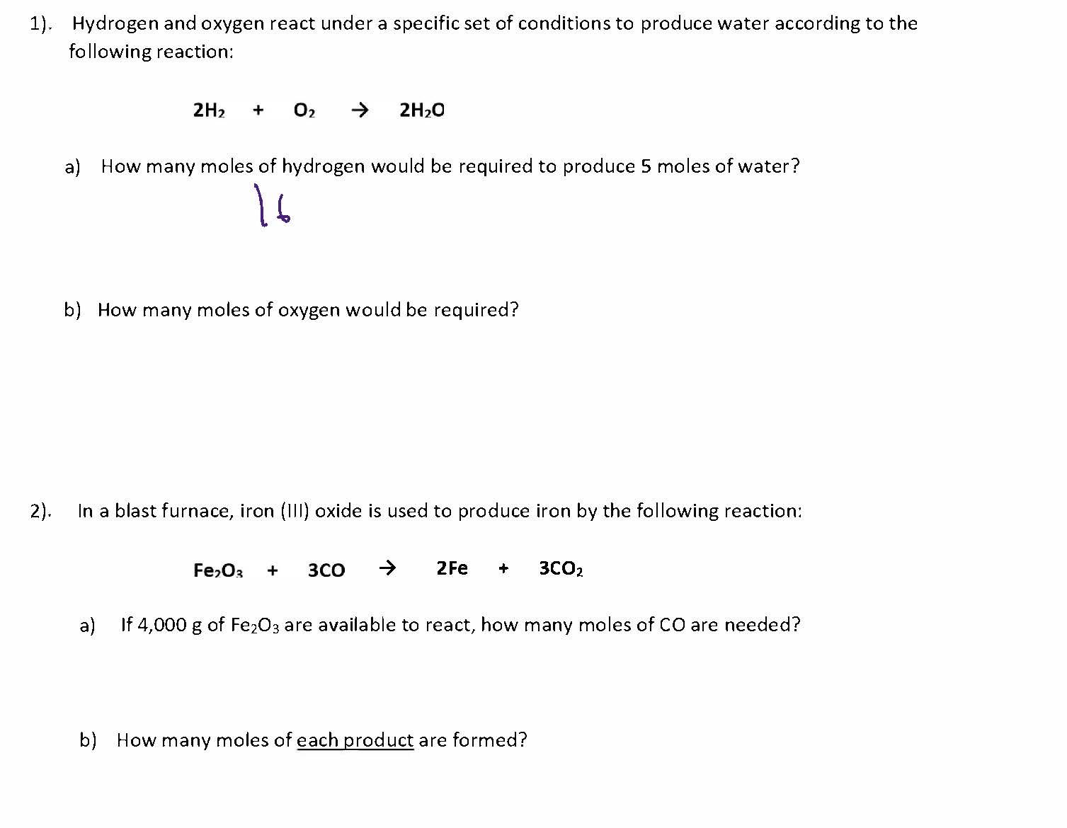 Solved . ﻿Hydrogen and oxygen react under a specific set of | Chegg.com