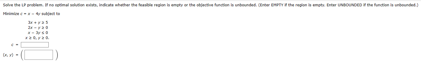 Solved Solve the LP problem. If no optimal solution exists, | Chegg.com